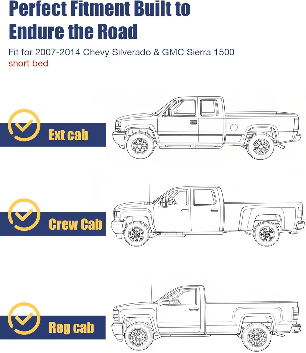 For 2007-2014 2nd Gen Chevy Silverado and 3rd gen GMC Sierra 1500 Silv ...